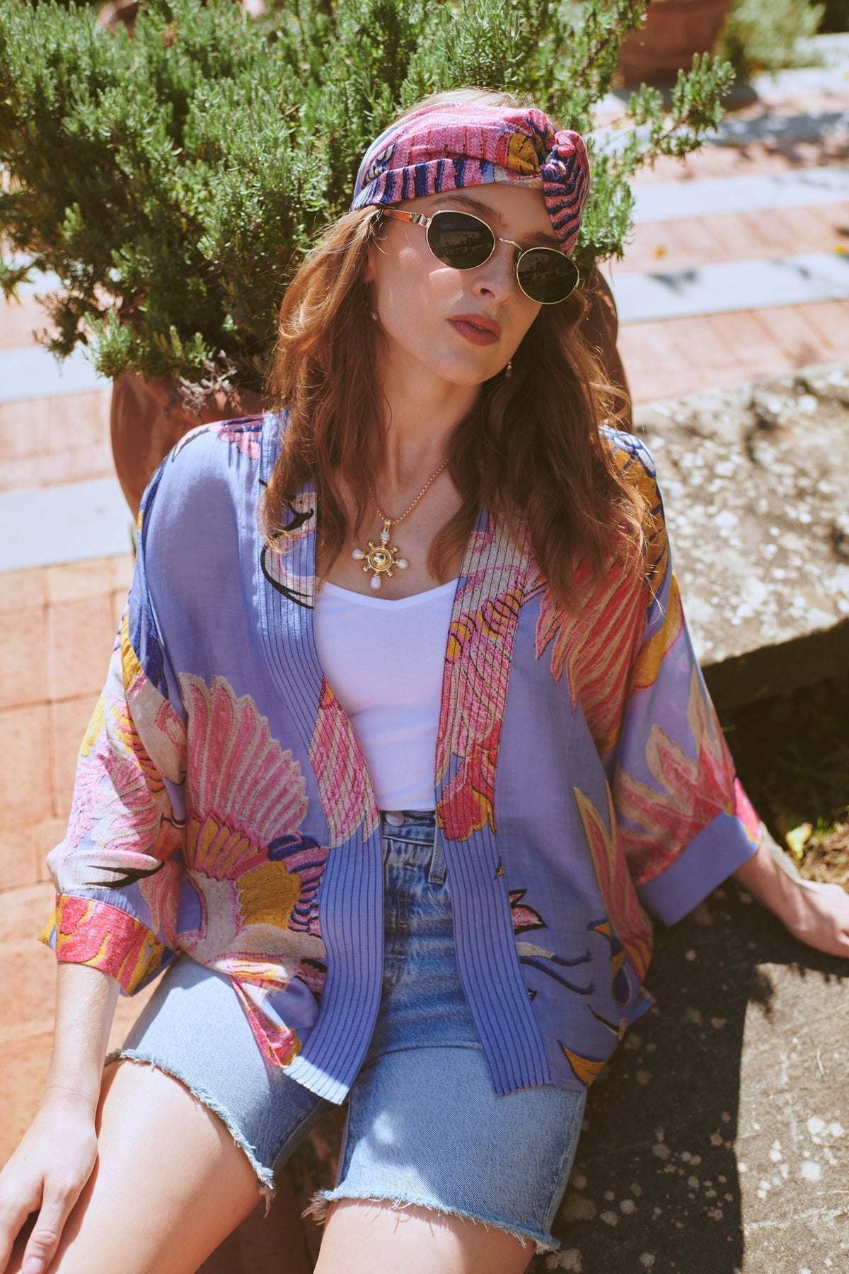 Crane Periwinkle Kimono – One Hundred Stars USA